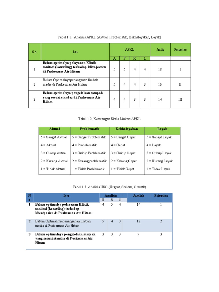Analisis APKL & USG Puskesmas Air Hitam | PDF