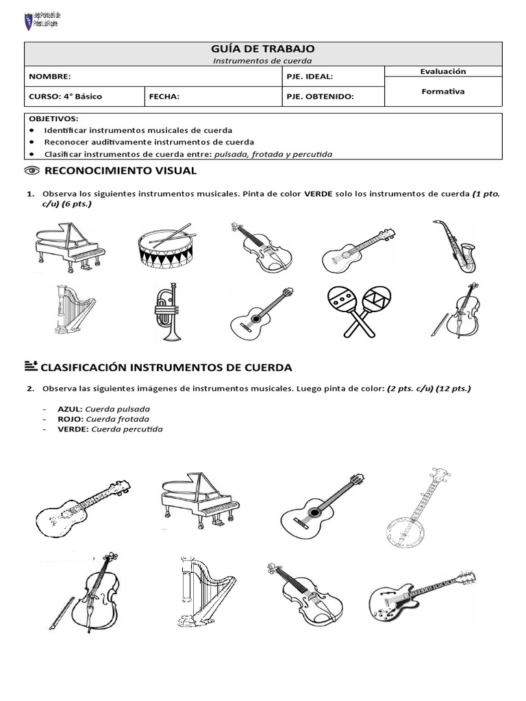 Hoja De Trabajo Sobre La Familia De Instrumentos De Cuerda