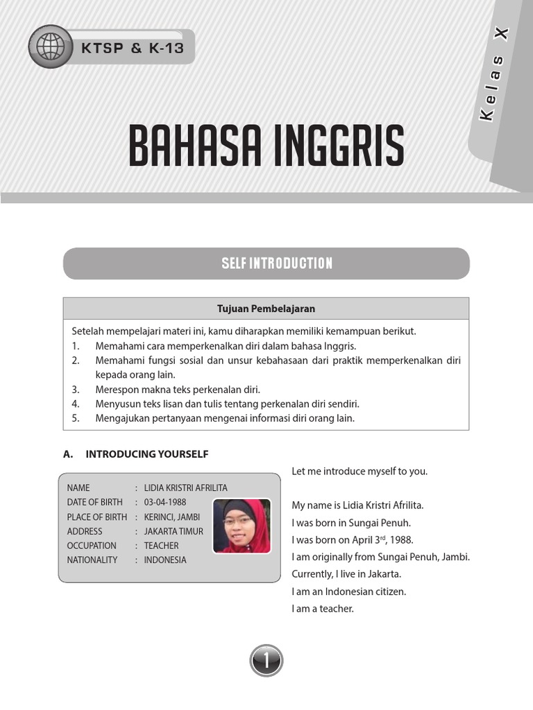 Self Introduction - Bagian 1 0 PDF | PDF | Indonesian Language | Question