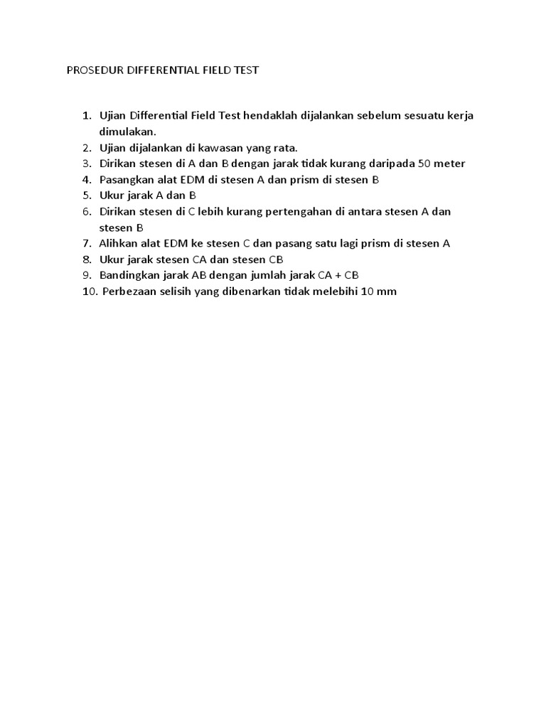 Prosedur Differential Field Test | PDF