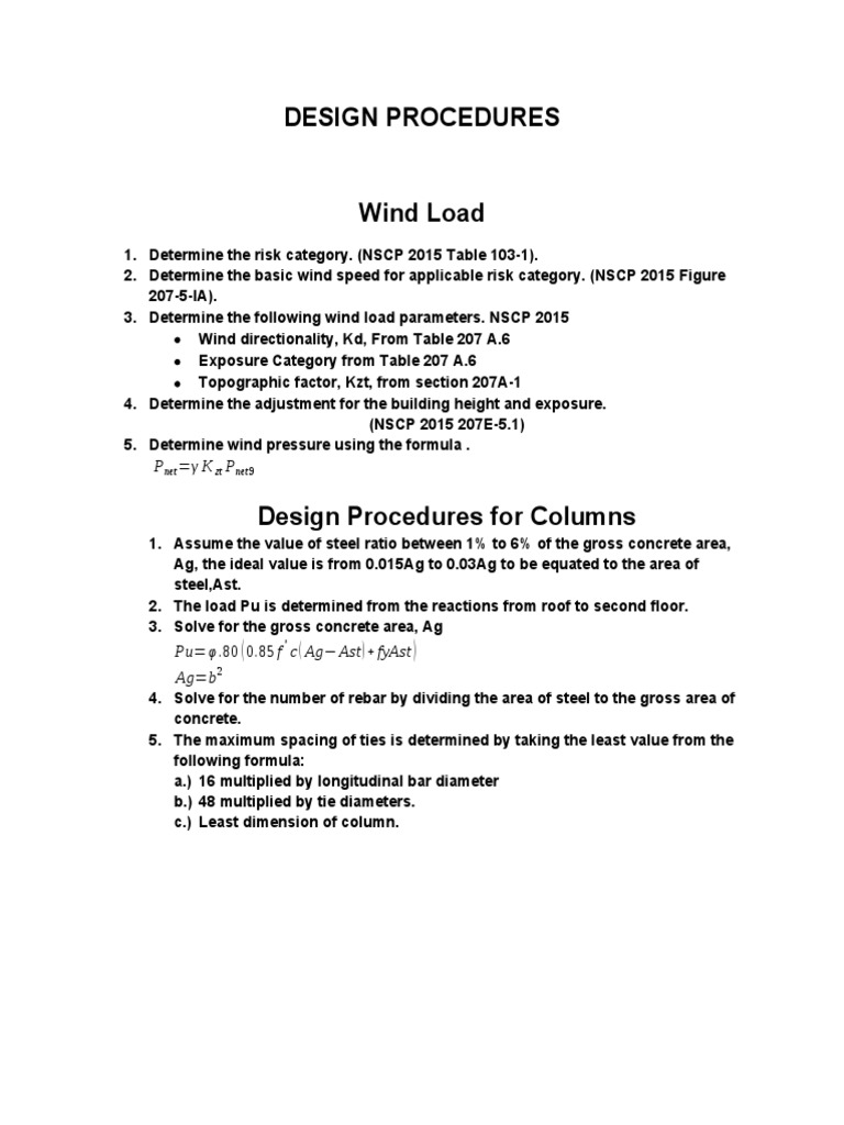 Design Procedures | PDF | Column | Civil Engineering