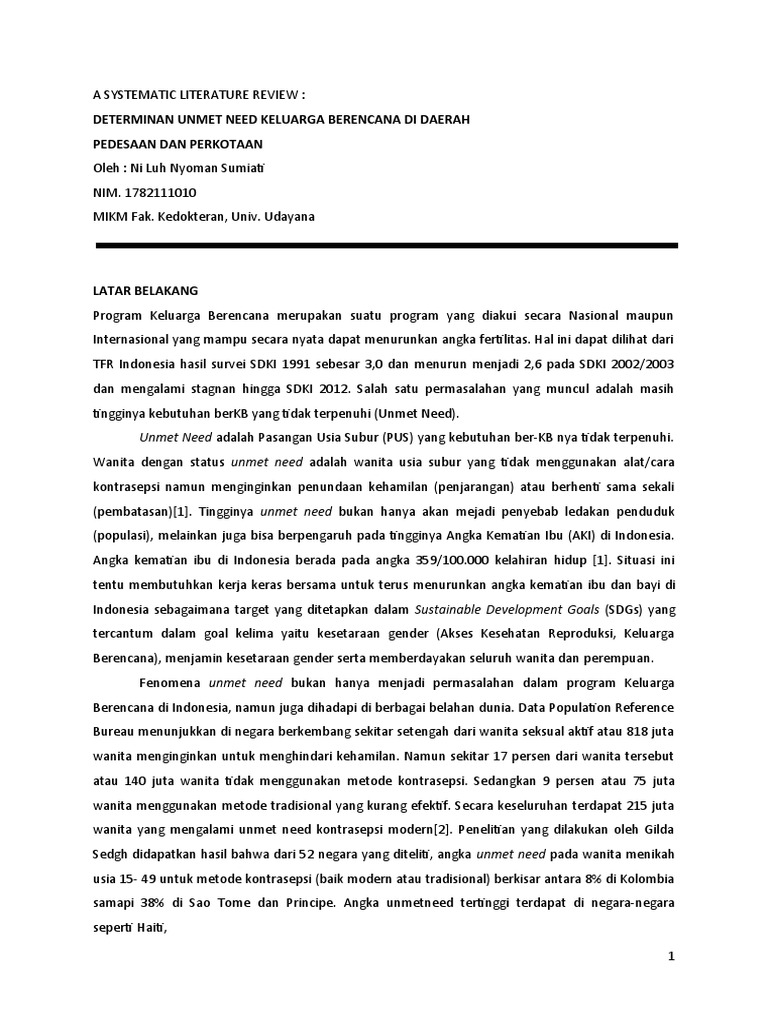 Contoh Laporan Systematic Literature Review Mahasiswa S2 IKM | PDF ...