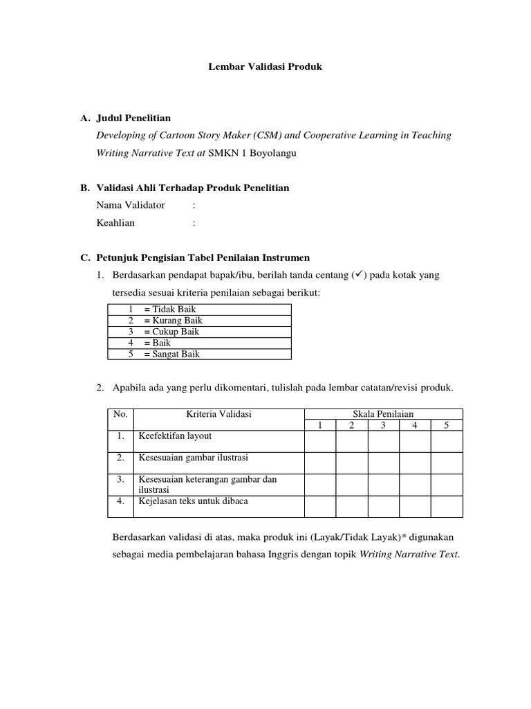 Lembar Validasi Media | PDF