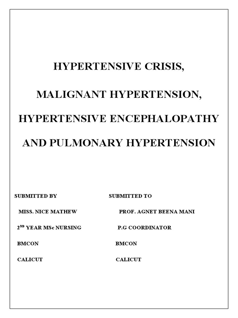 Hypertensive Crisis | PDF | Hypertension | Physiology