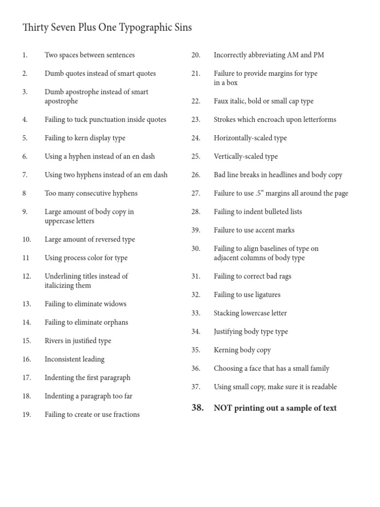 38 Typography Sins