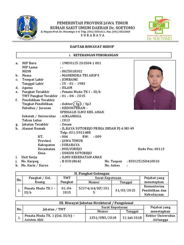 CV DR MAHENDRA TAS 2018 | PDF