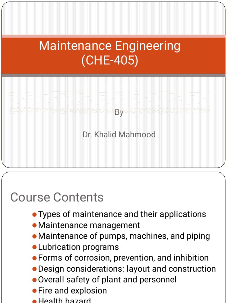 Maintenance 1 | PDF | Reliability Engineering | Engineering