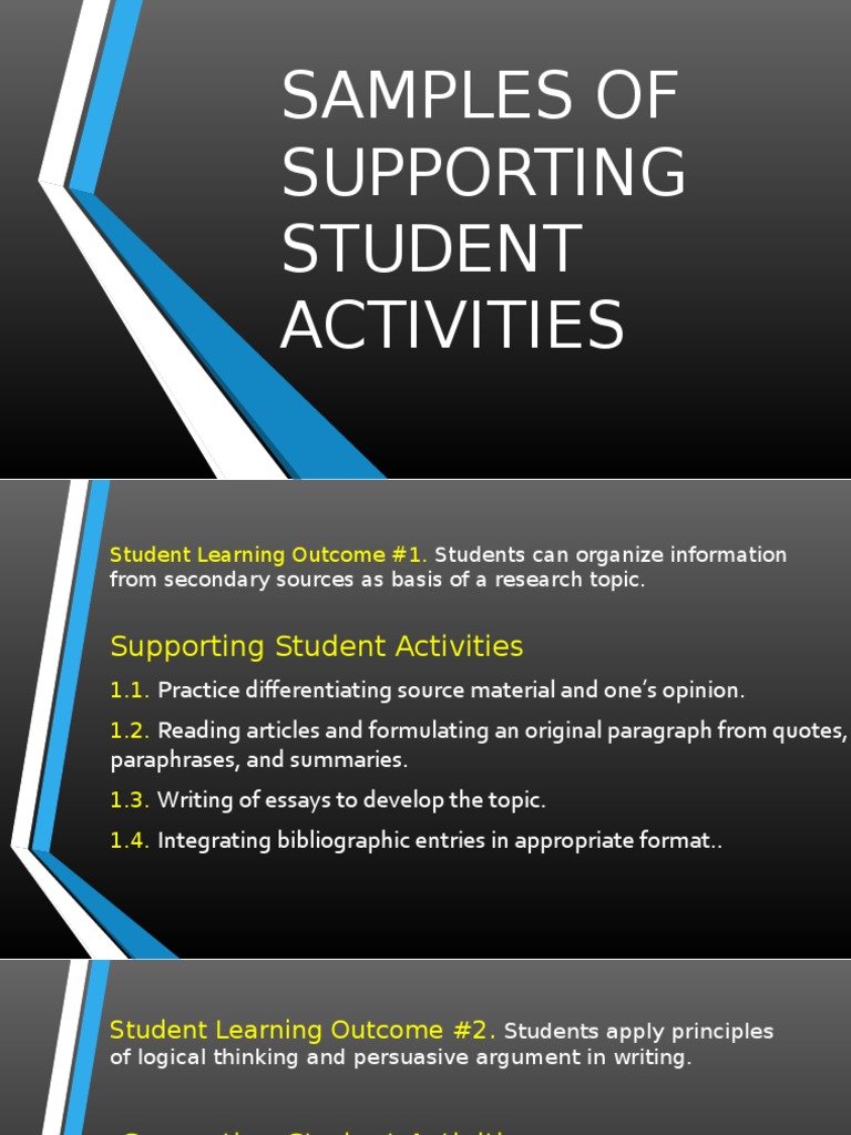 Samples of Supporting Student Activities | PDF