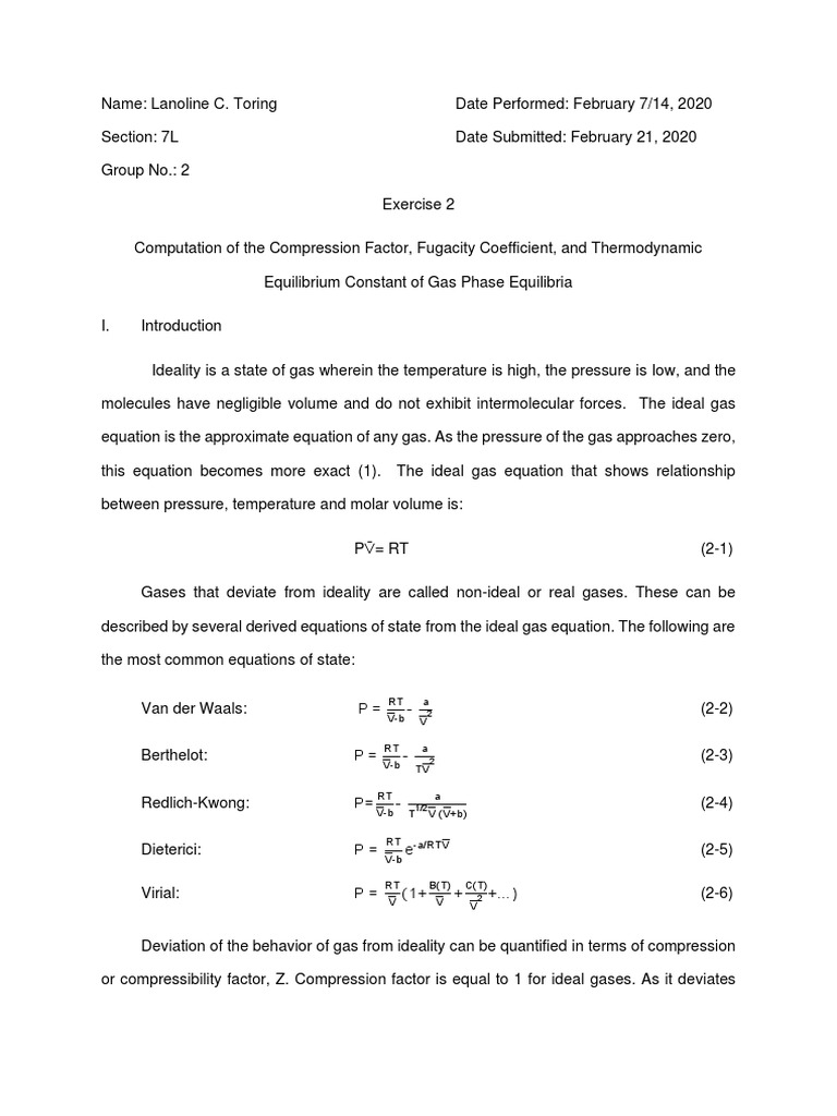 Gas Phase Equilibrium Analysis | PDF | Gases | Continuum Mechanics