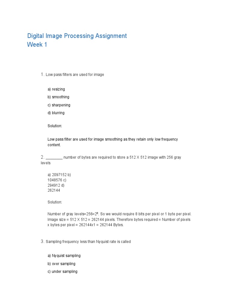 Assignment 1 Solution | PDF | Sampling (Signal Processing) | Electrical ...