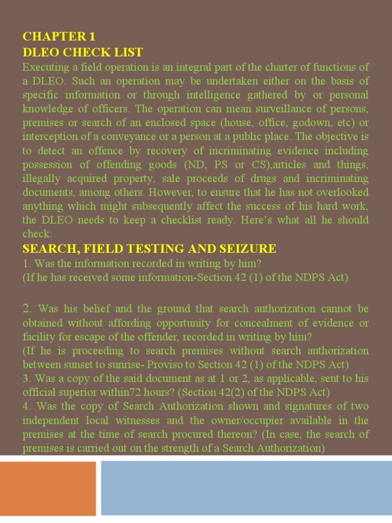 A Comprehensive Checklist for Executing Field Operations, Searches ...