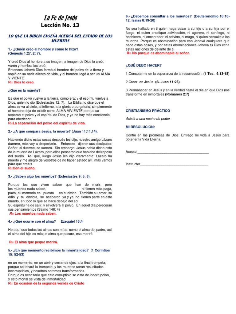 Lección 13. El Estado de Los Muertos | PDF | Muerte | Resurrección