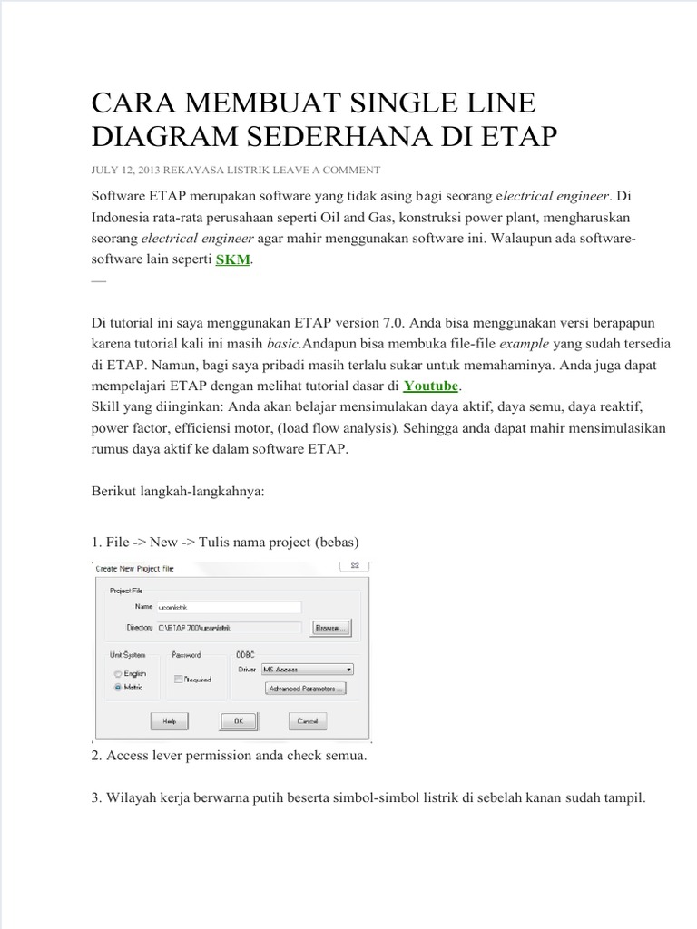 Cara Membuat Single Line Diagram Sederhana Di Etap Matlap | PDF