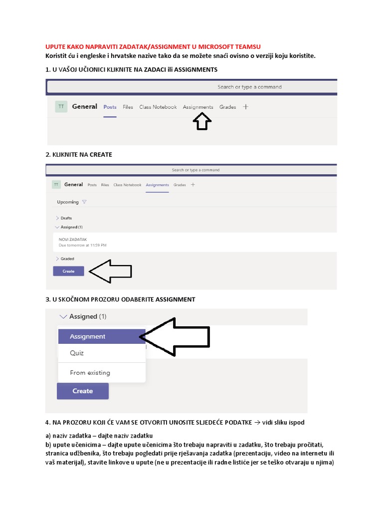 Upute Kako Napraviti Zadatak U Teamsu1 PDF | PDF