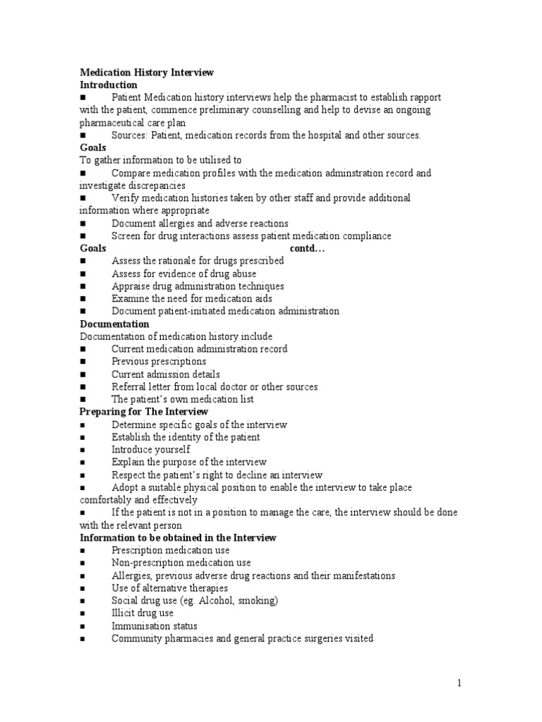 Medication History Interview | PDF | Pharmacy | Medical Prescription