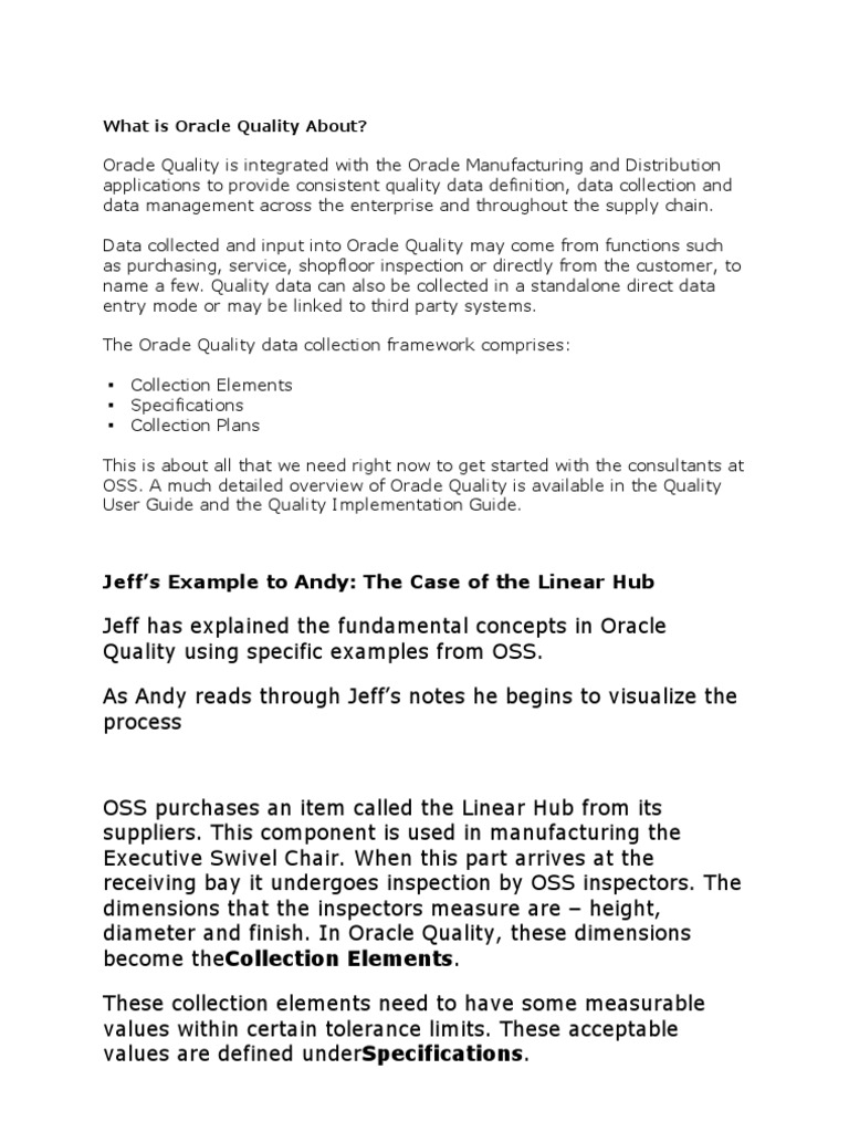 Oracle Quality | PDF | Specification (Technical Standard) | Oracle Database