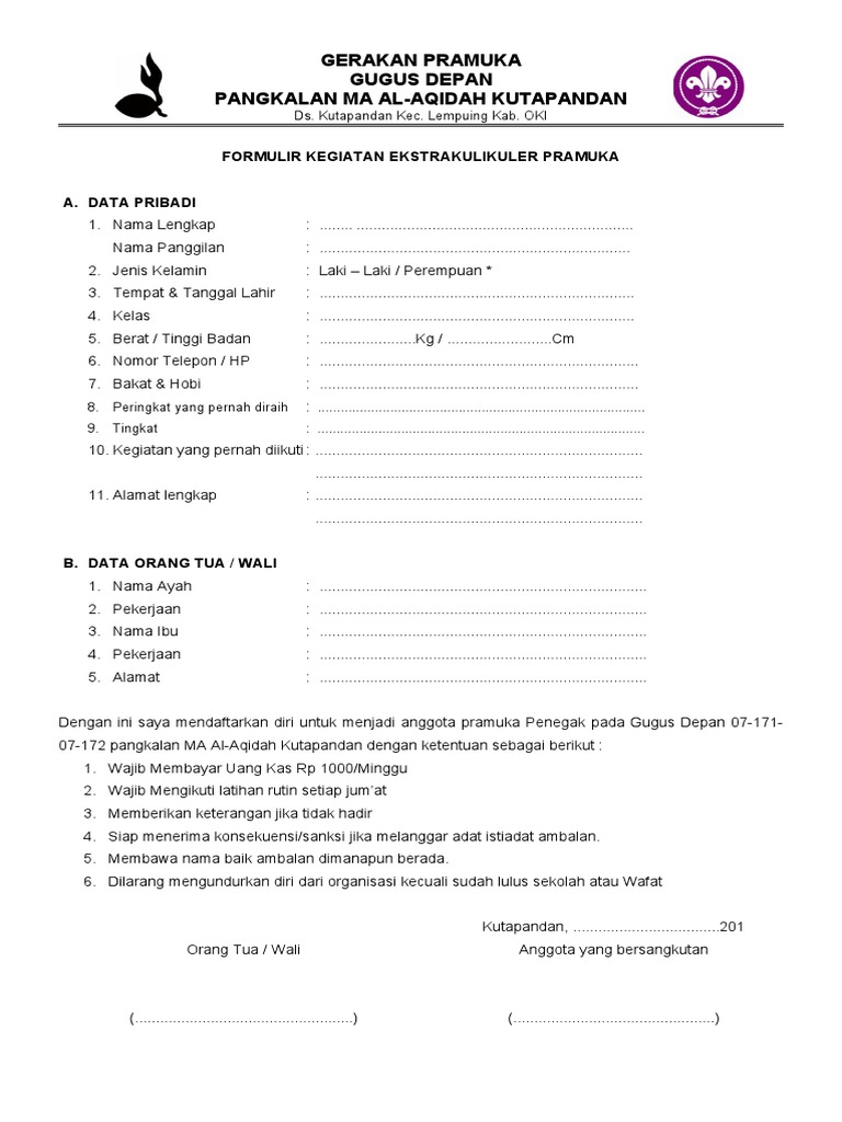 Formulir Pramuka | PDF