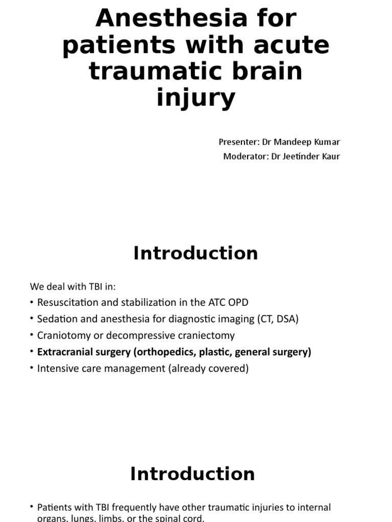 Anesthesia For Patients With Acute Traumatic Brain Injury | PDF | Traumatic Brain Injury ...
