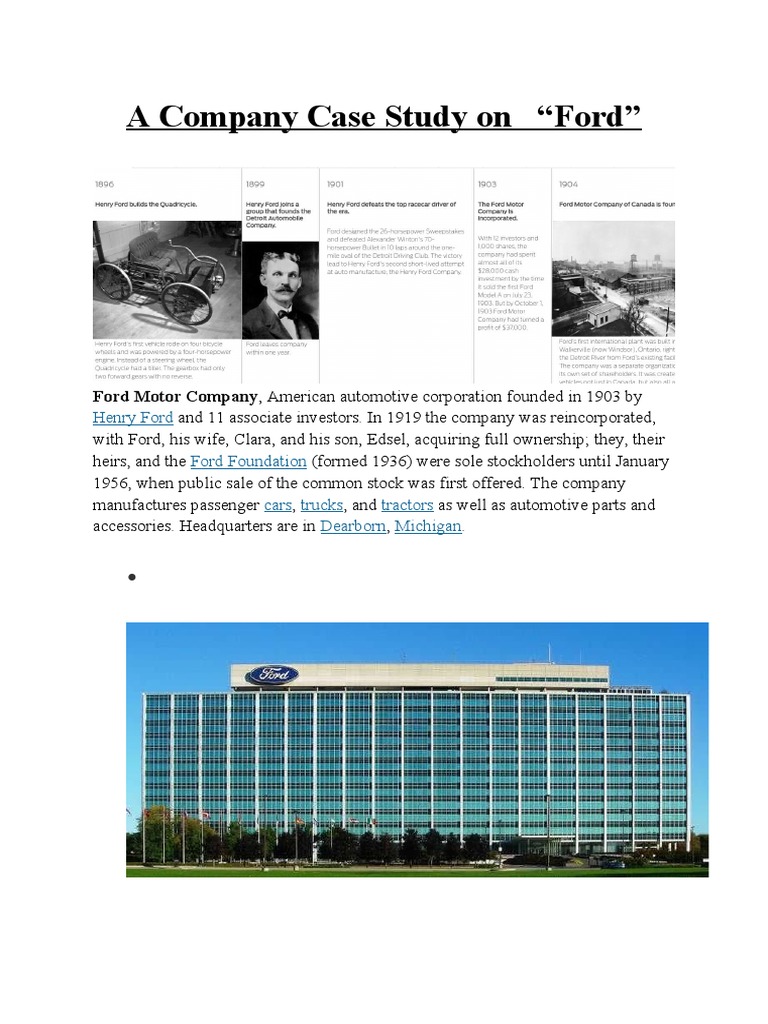 Ford Motor Company Case Study | PDF | Ford Motor Company | United ...