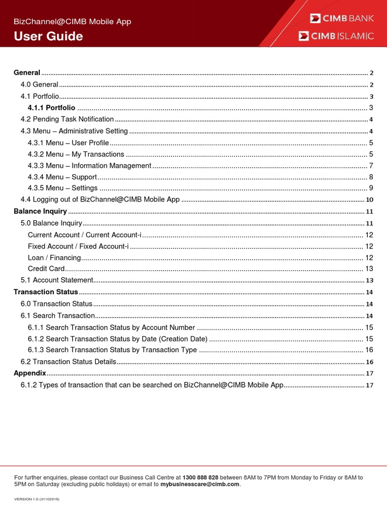 BizChannel@CIMB Mobile App Guide - General, Balance Inquiry ...