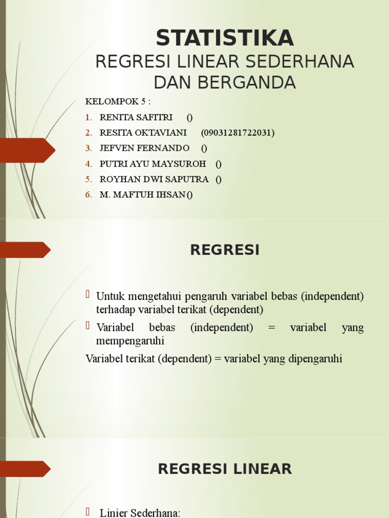 Regresi Linear: Sederhana & Berganda | PDF