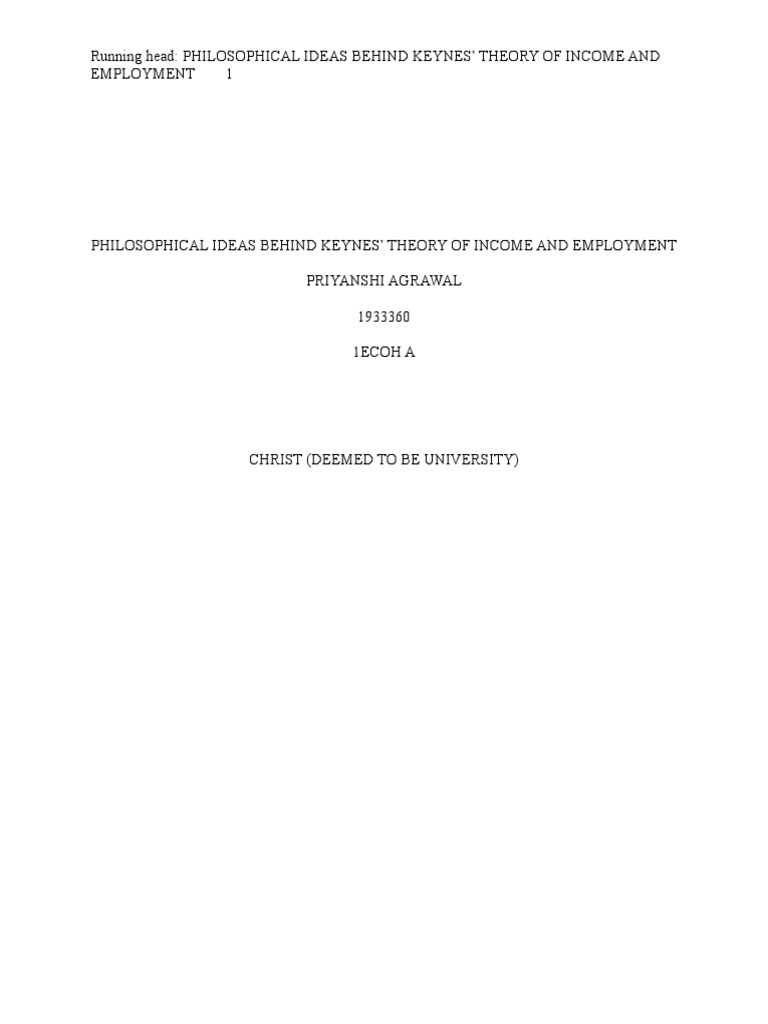 Keynes' Income and Employment Theory Explained | PDF | Keynesian ...