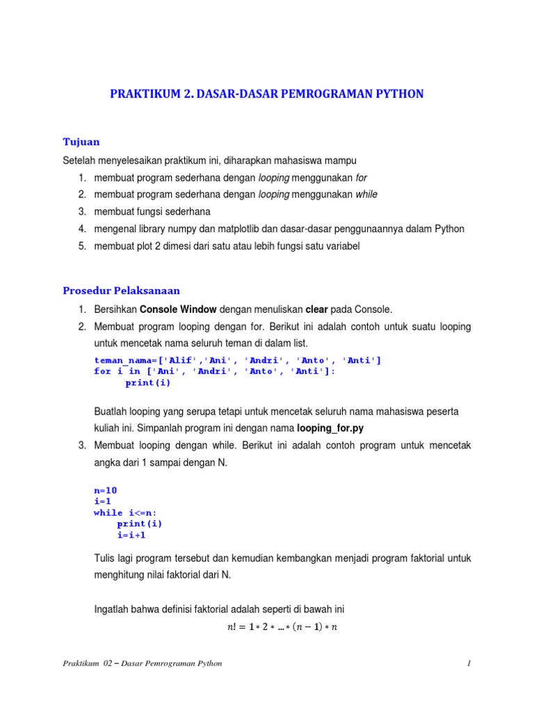 PRAKTIKUM 02 - Dasar - Pemrograman - PYTHON | PDF