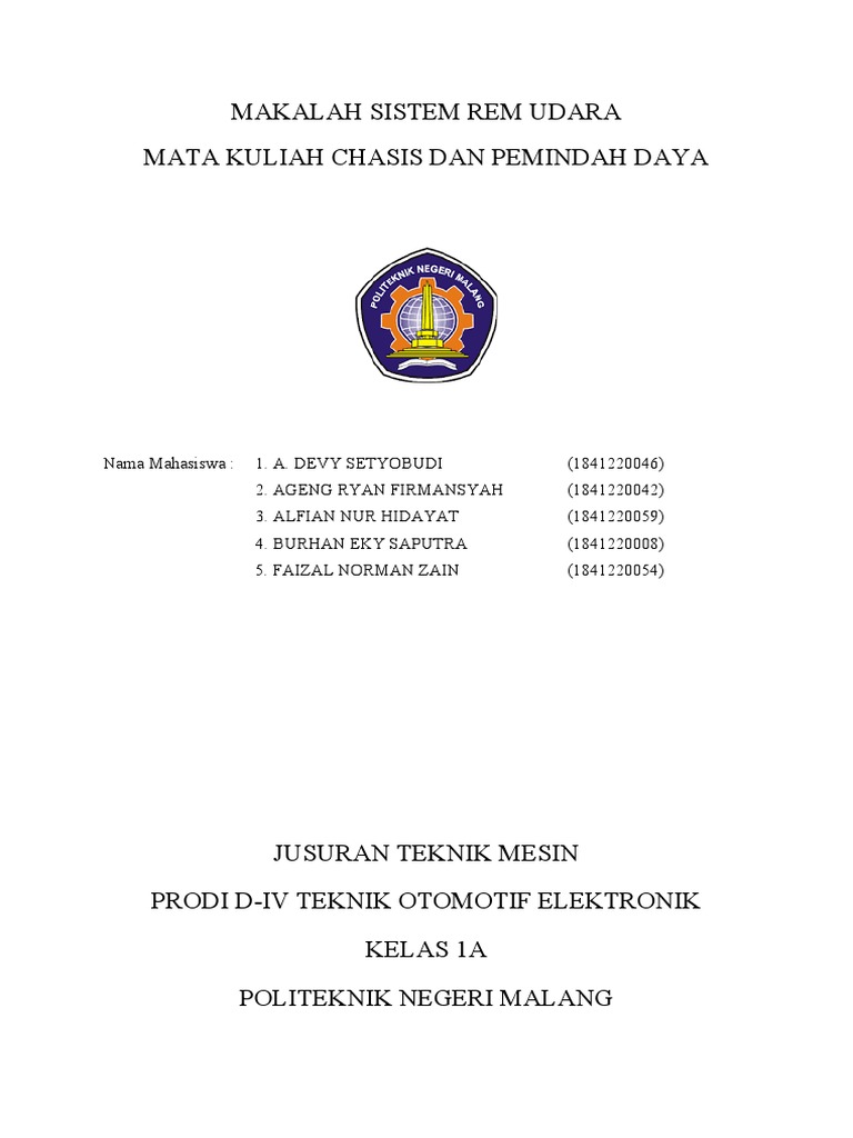 Makalah Sistem Rem Udara | PDF | Teknologi & Rekayasa