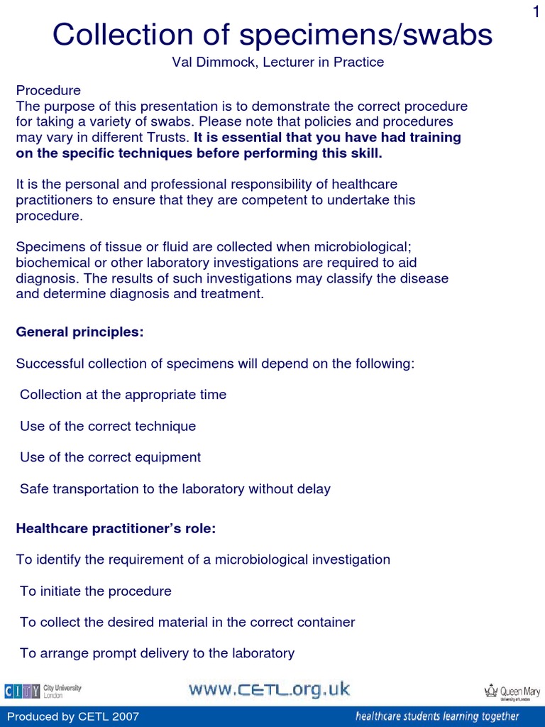 Specimen Collection Print PDF | PDF | Infection | Medical Specialties