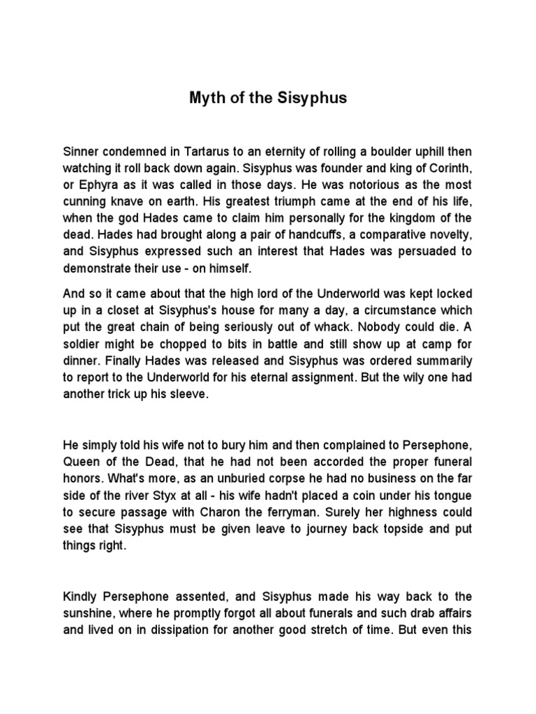 Myth of The Sisyphus | PDF | Hades
