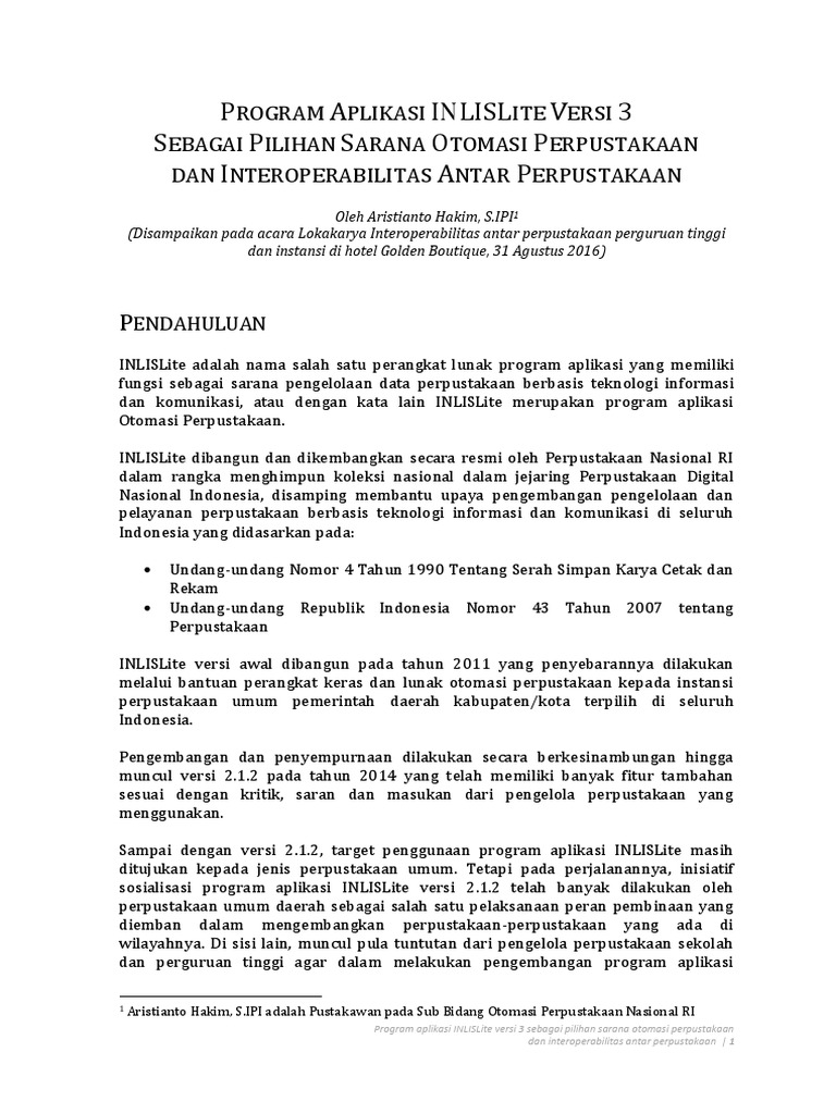 INLIS-Lite v3 PDF | PDF | Seni | Teknologi & Rekayasa