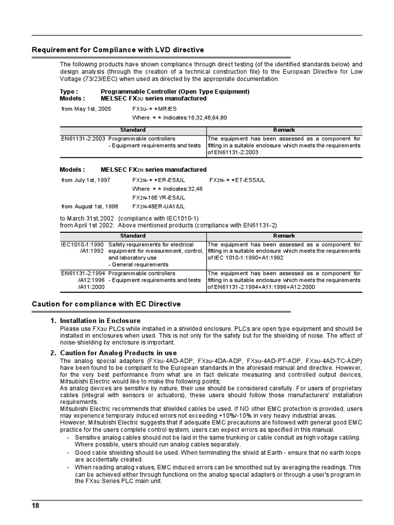 FX3U Manual-1 PDF | PDF | Programmable Logic Controller | Electromagnetic Compatibility