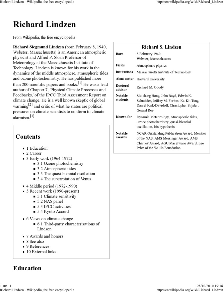 Richard Lindzen - Climate Change | PDF | Intergovernmental Panel On ...