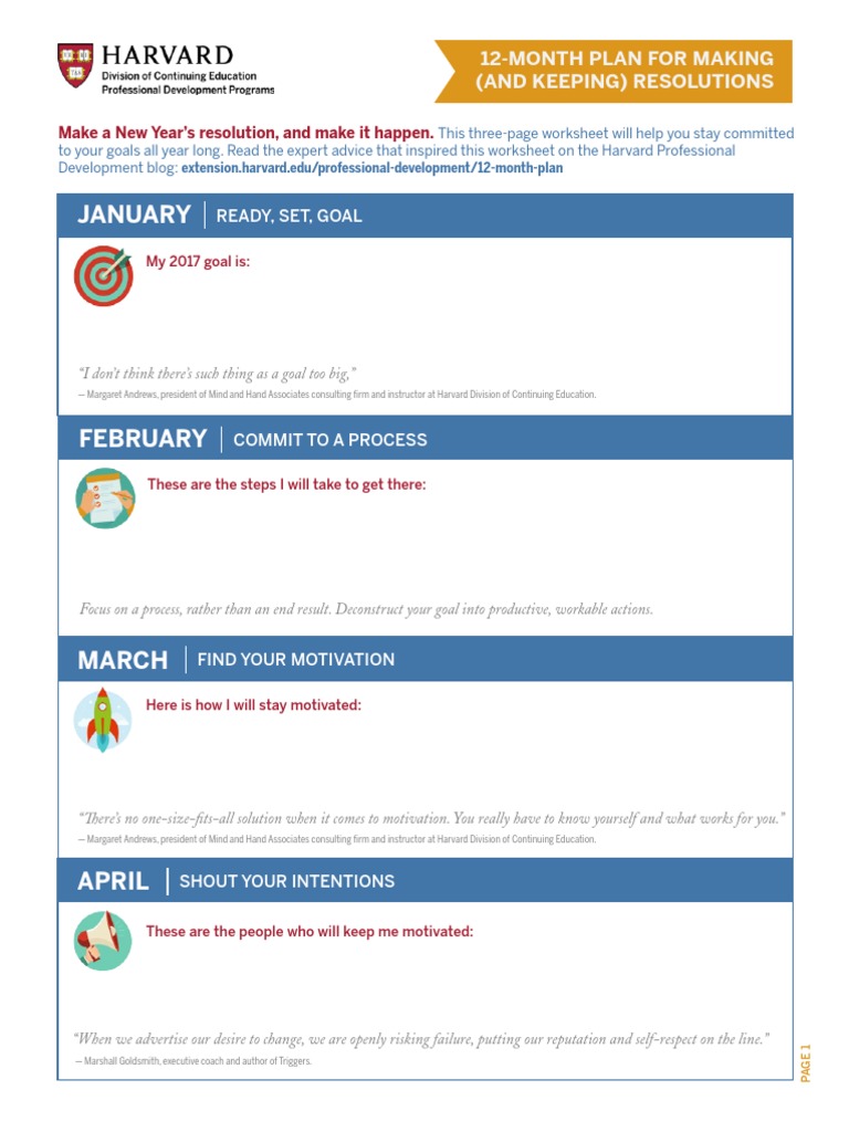 12-Month Goal Achievement Plan | PDF | Procrastination | Professional ...