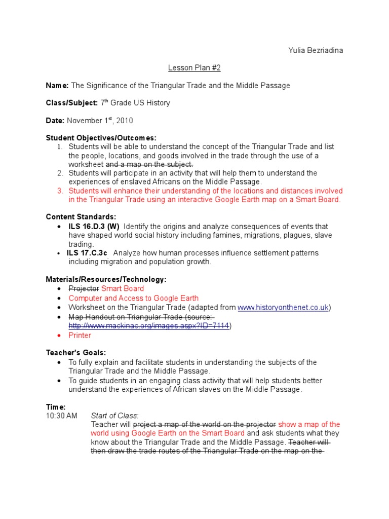 Map Hand Out Middle Passage