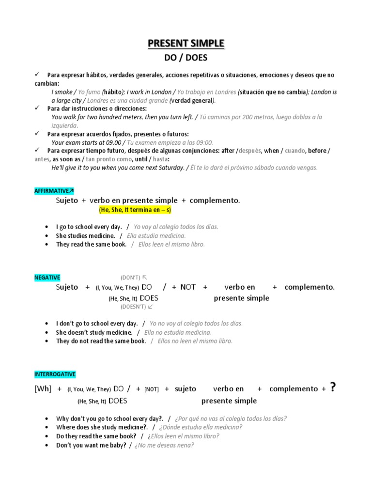 Present Simple | PDF