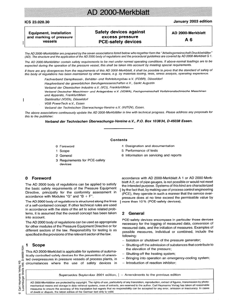 AD 2000-Merkblatt A 6 Englisch vom 01-2003