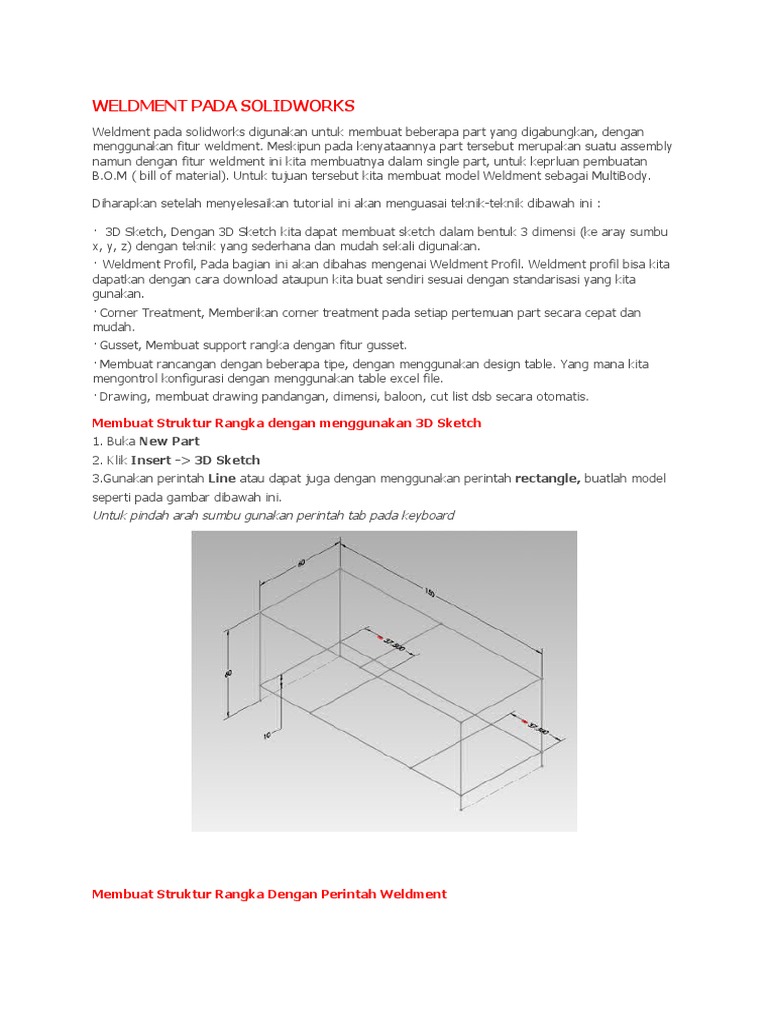 Tutorial Weldment di SolidWorks | PDF