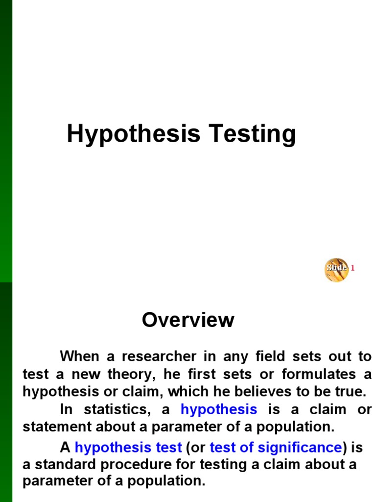 Hypothesis Testing Overview and Procedure | PDF | Statistical ...