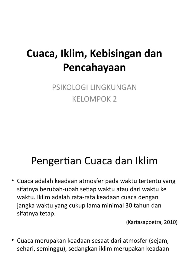 Cuaca, Iklim, Kebisingan Dan Pencahayaan | PDF