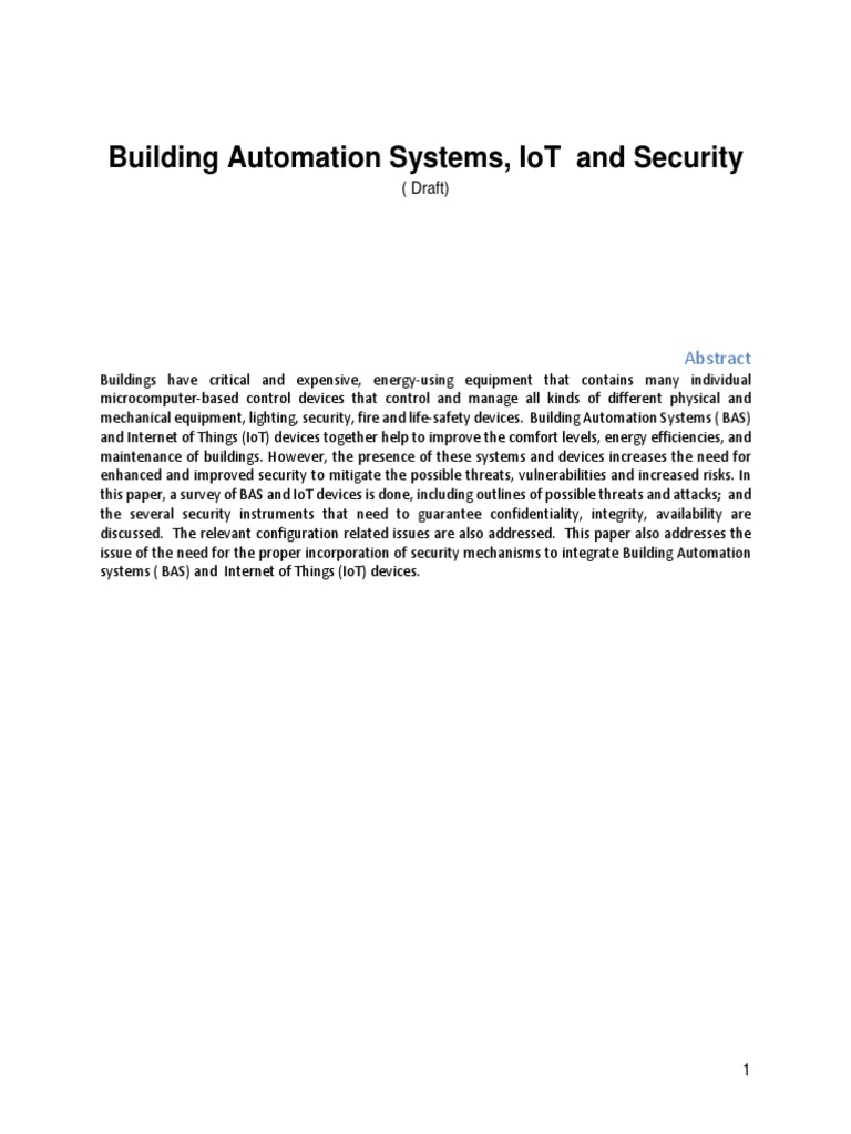 Building Automation Systems And Security Pdf Building Automation Internet Of Things