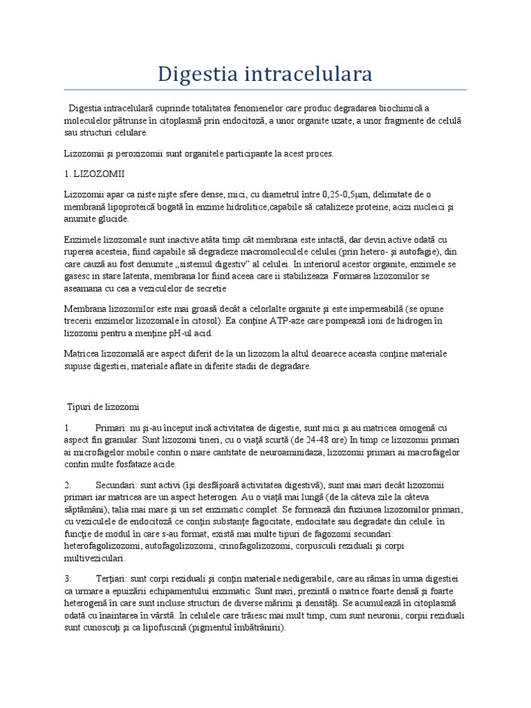 Digestia Intercelulara | PDF