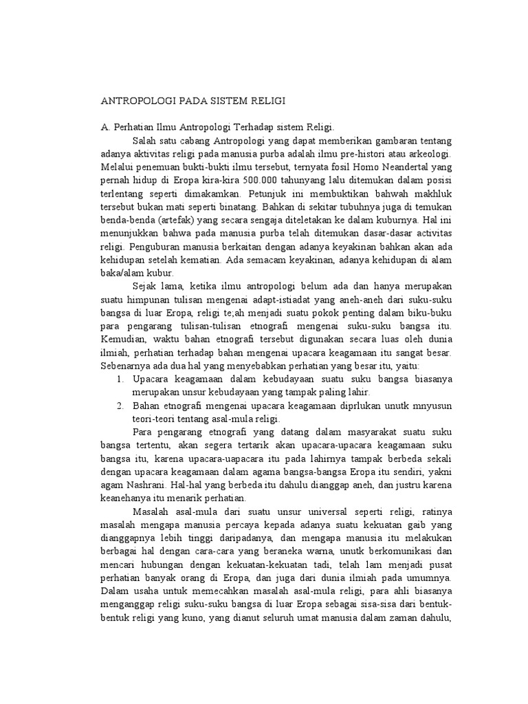 Antropologi Pada Sistem Religi | PDF | Agama & Spiritualitas