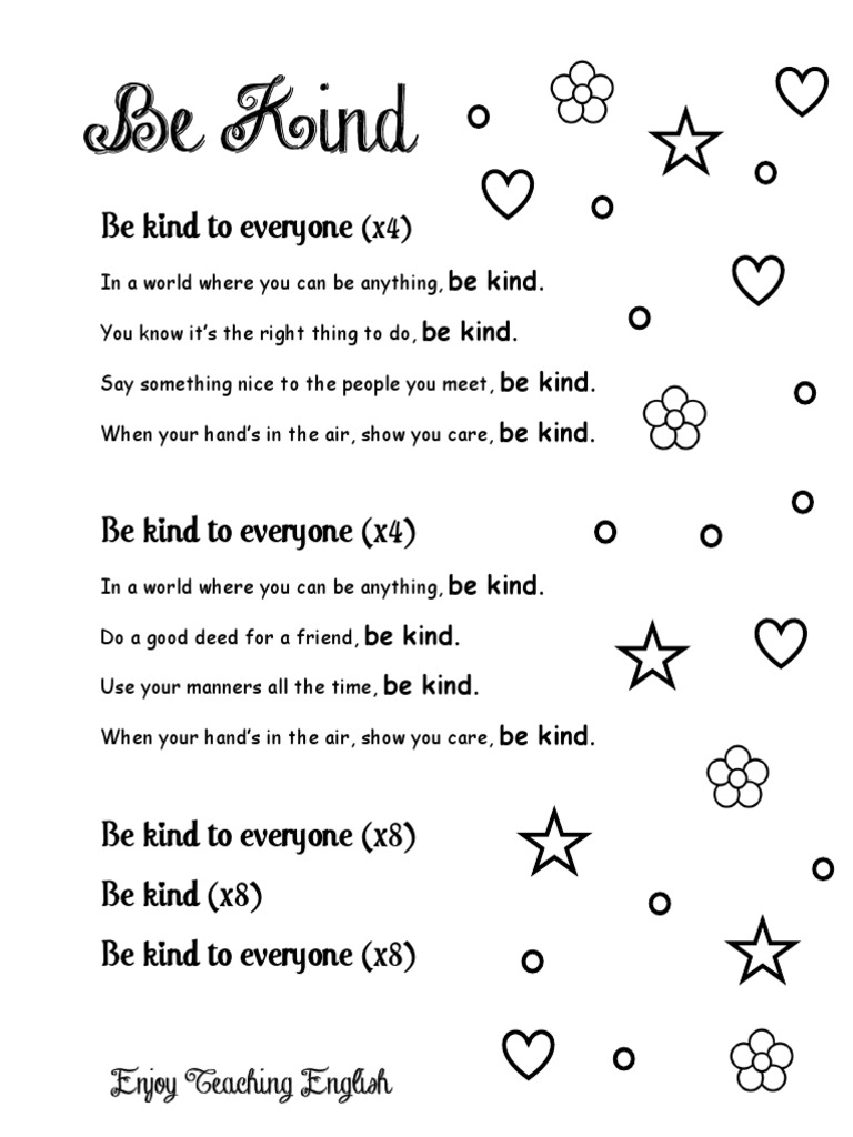 Kindness Project - Be Kind (Song Sheet) | PDF