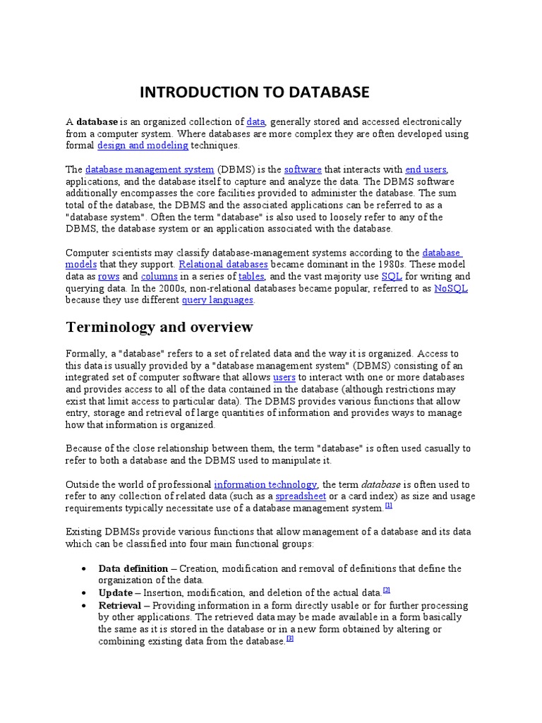 Introduction to Databases | PDF | Relational Database | Databases