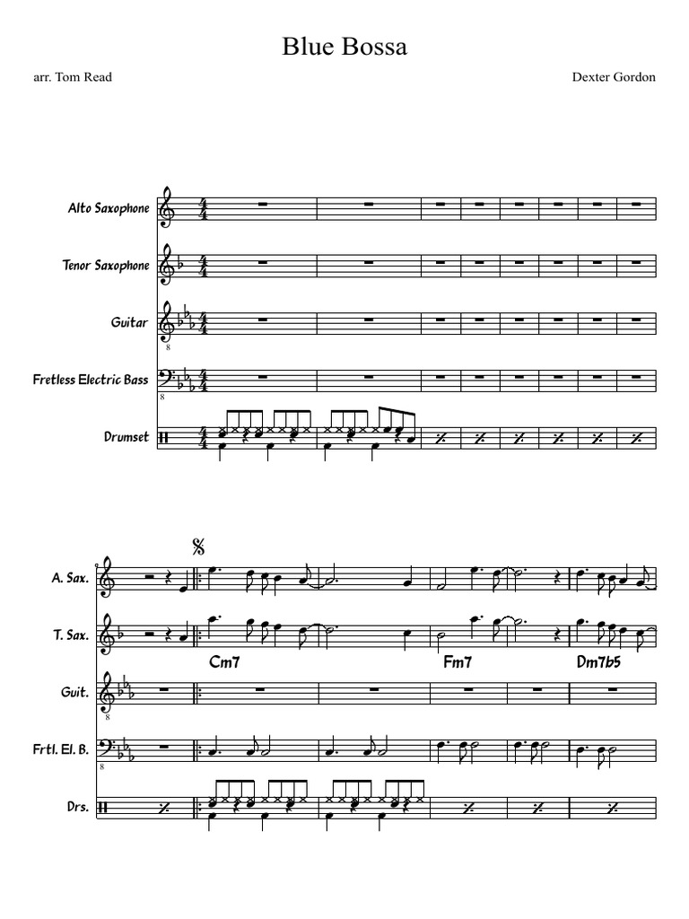 Blue Bossa | PDF | Music Production | Reed Aerophones