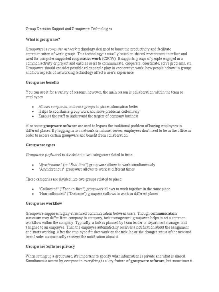 GDSS and Groupware | PDF | Decision Support System | Information Science