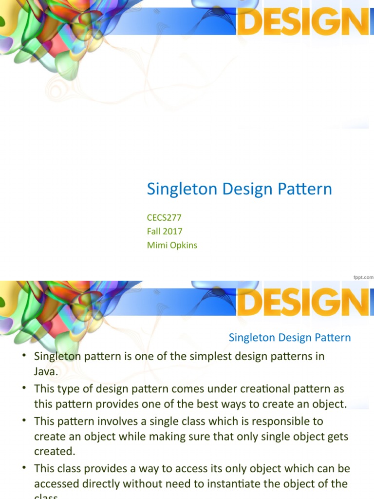 Singleton Pattern | PDF | Class (Computer Programming) | Constructor ...
