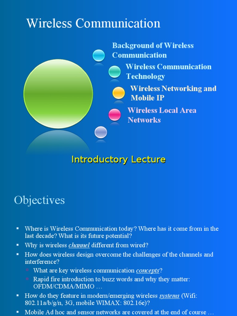 Lec 1 - Introduction To Wireless Communication | PDF | Wireless Lan ...