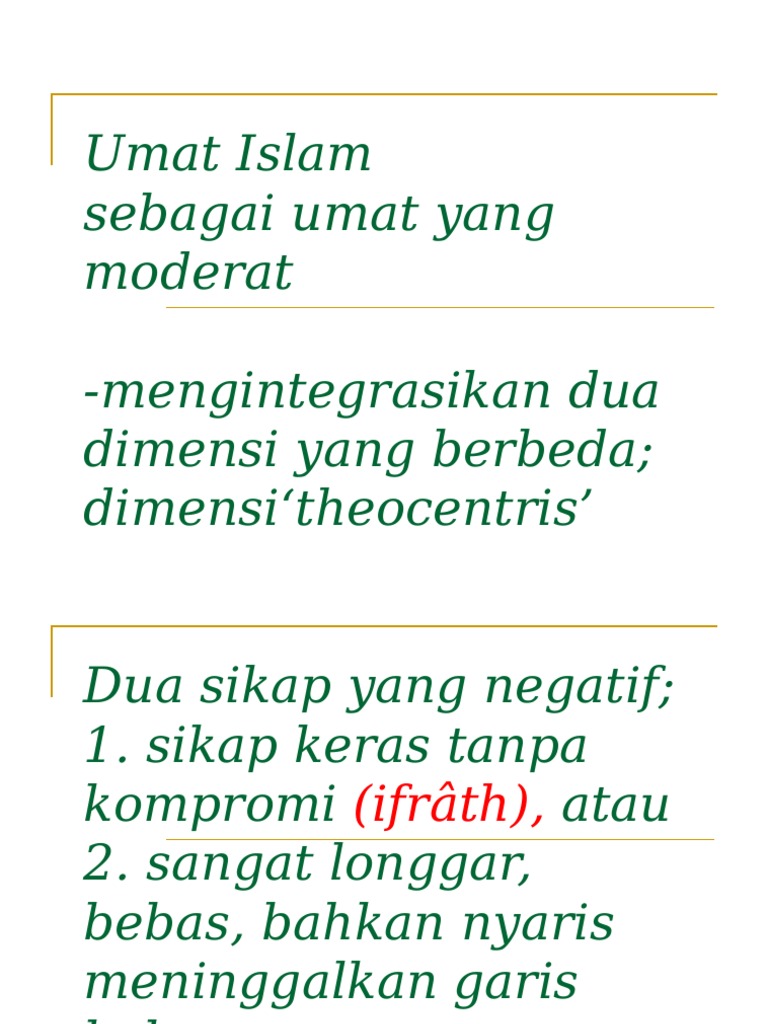 Umat Islam Moderat: Ciri dan Kondisi | PDF